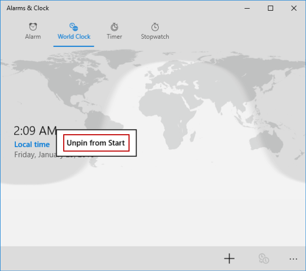 Add and Delete Clock on Start Menu on Windows 10 Add and Delete Clock on Start Menu on Windows 10