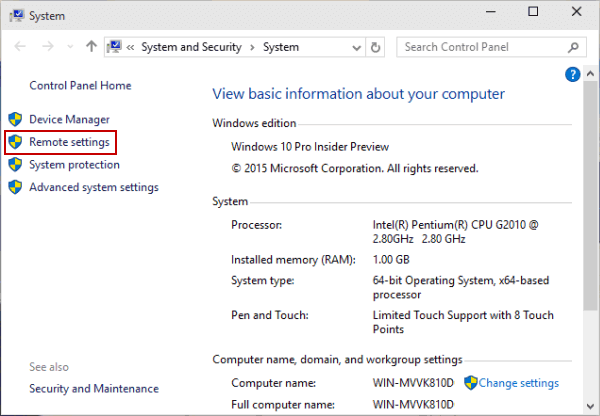 Enable Allow Remote Connection in Windows 10 Enable Allow Remote Connection in Windows 10